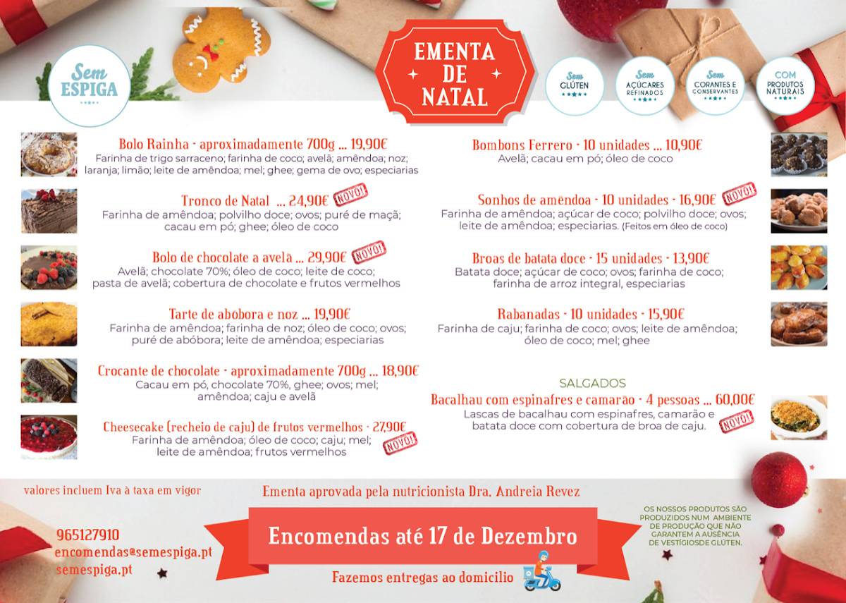 Menu at Sem Espiga restaurant, Lisbon