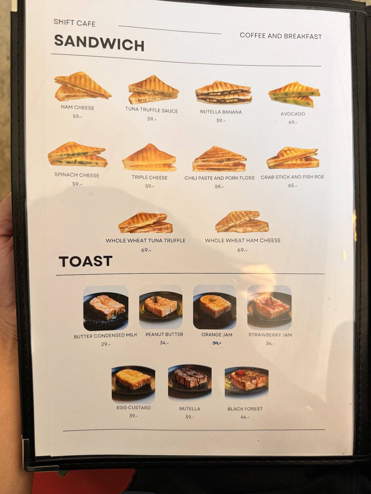 Menu at Shift Cafe - Coffee and Toasts, Chiang Mai
