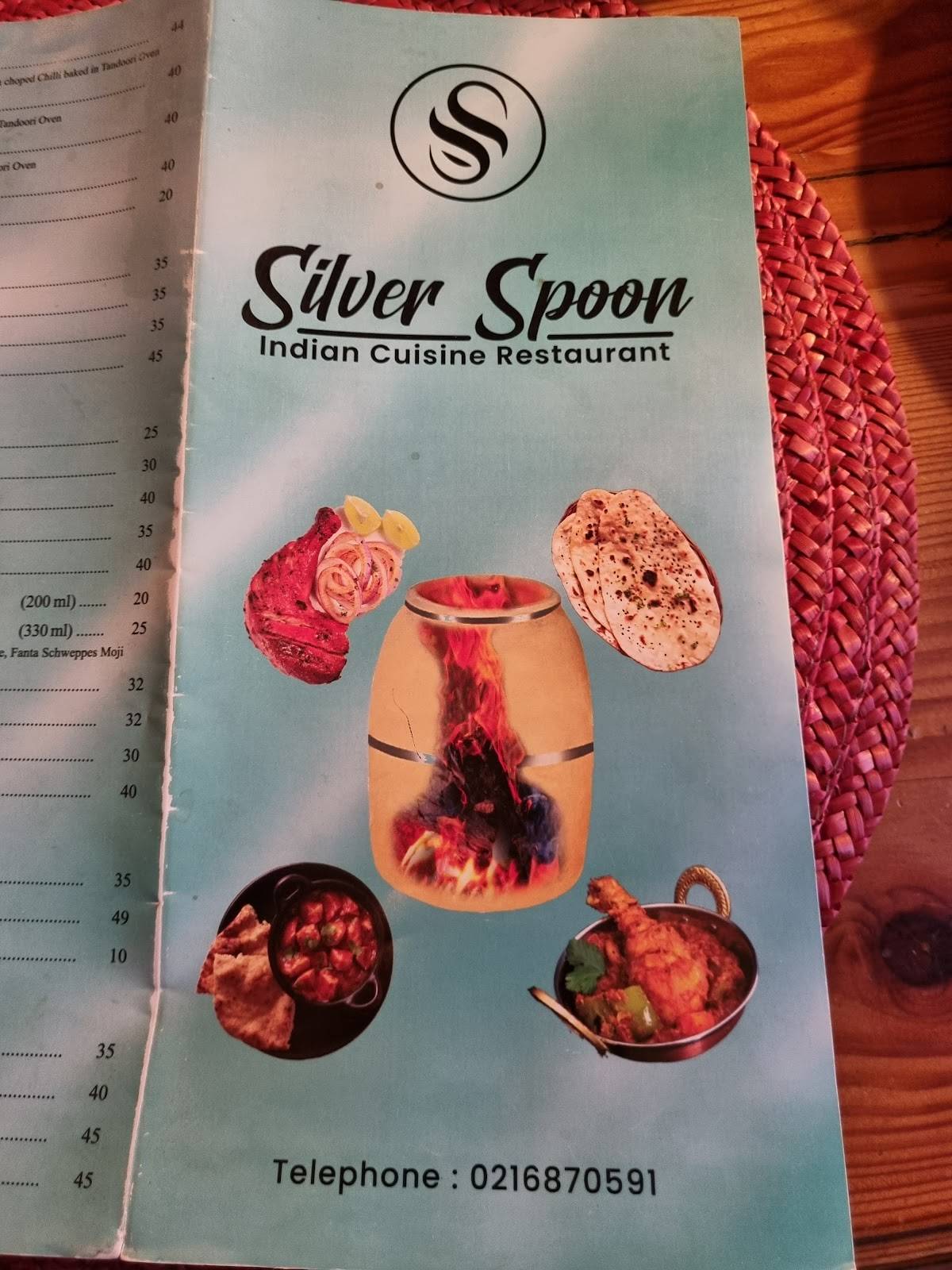 Menu at Silver Spoon Indian Cuisine restaurant, Cape Town