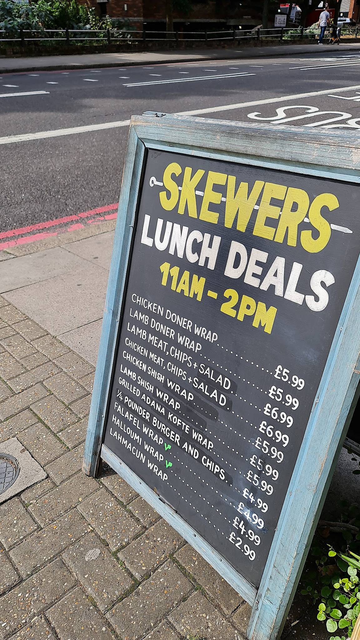 Menu at Skewers Mangal restaurant, London, 112 Vauxhall Bridge Rd