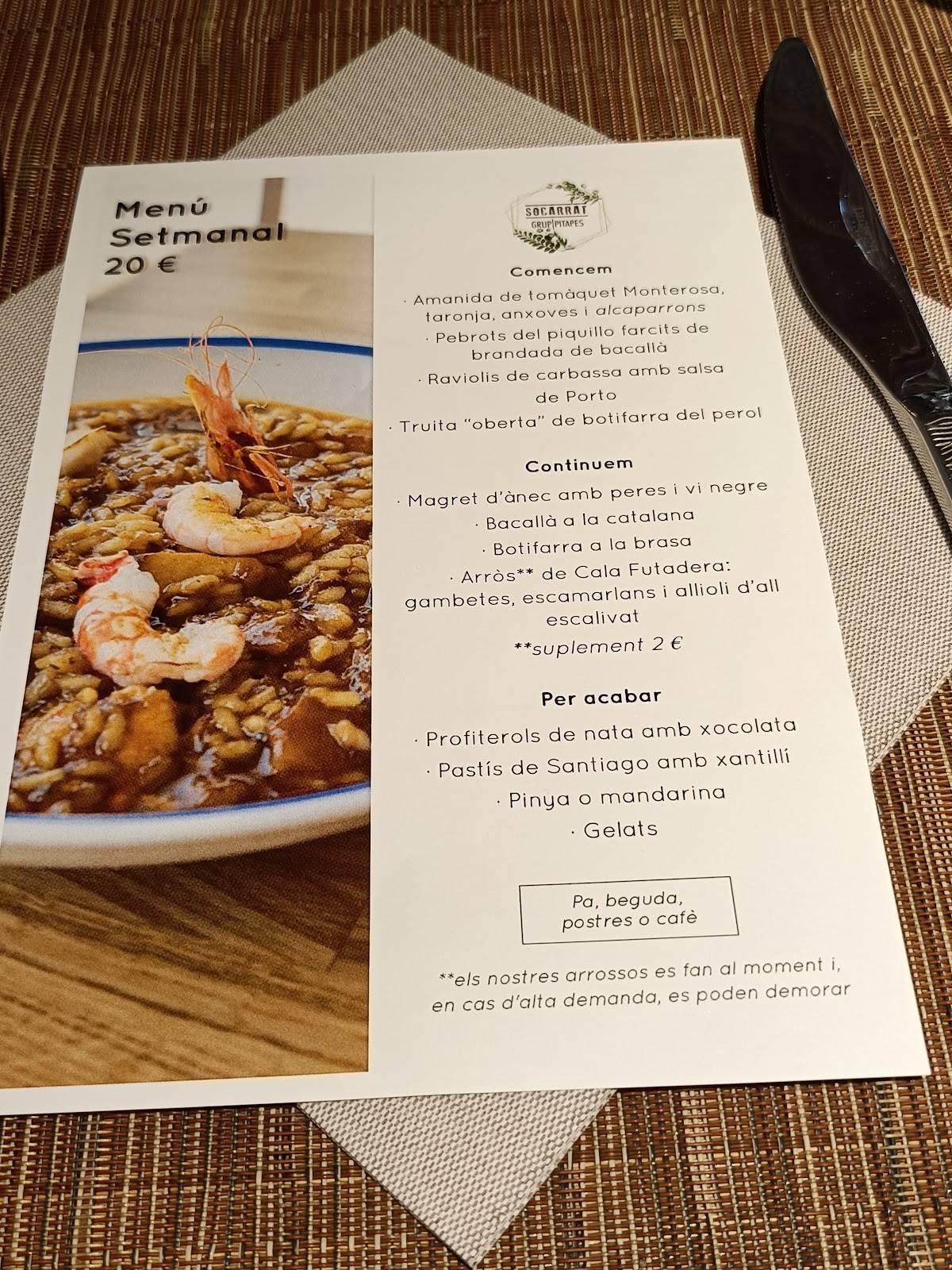 Carta de Restaurant Socarrat, Mollet del Vallès