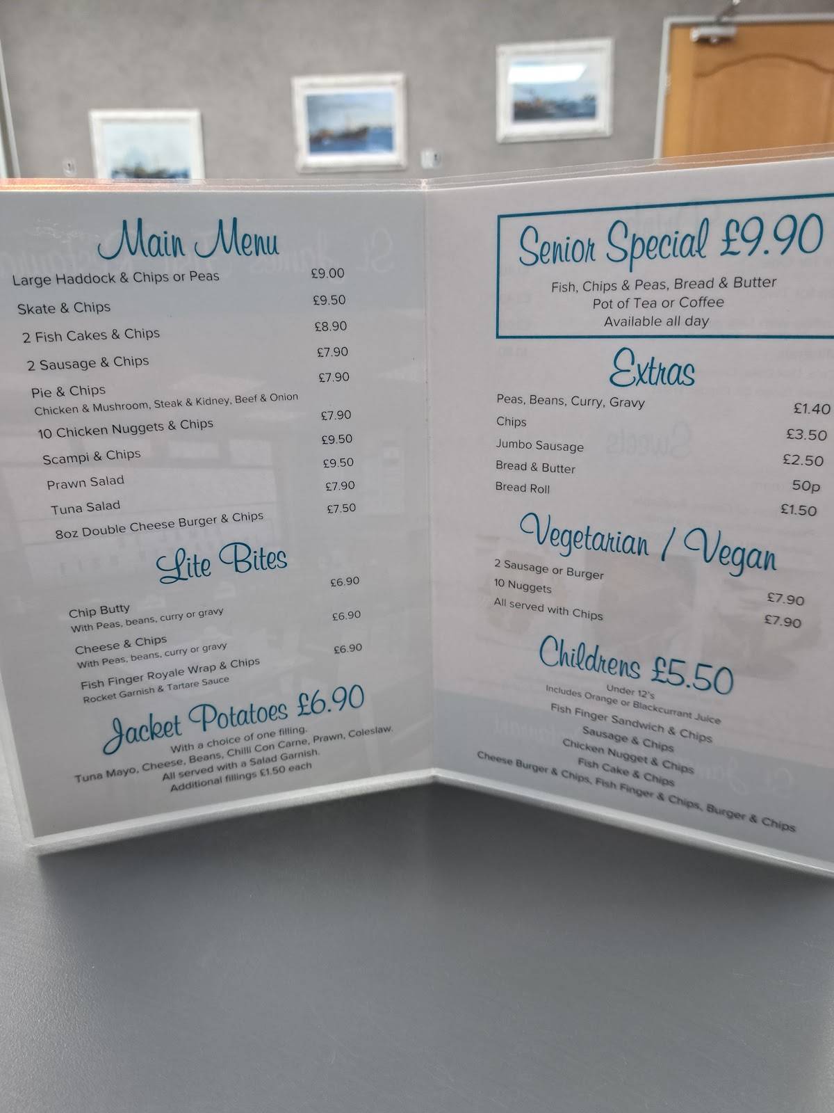 Menu at St James Fish Restaurant, Grimsby