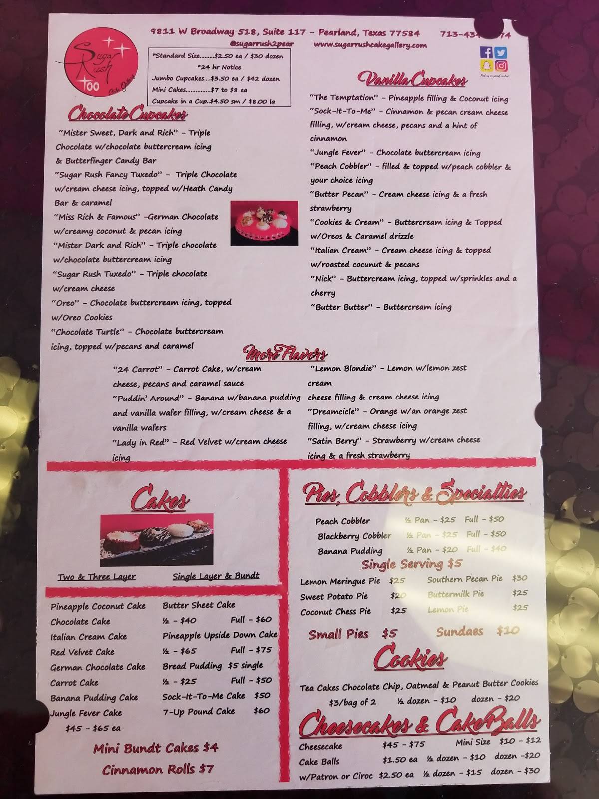 Menu at Sugar Rush restaurant, Pearland, Broadway St