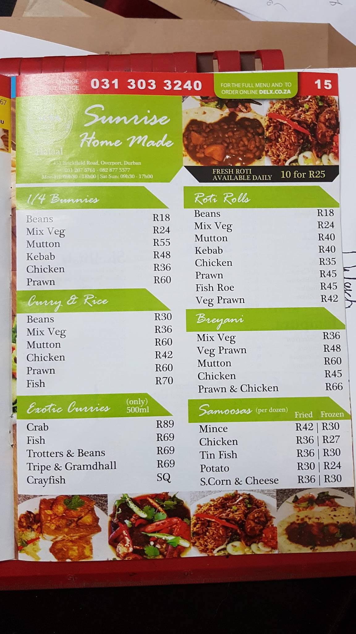 Menu at Sunrise Chip N Ranch, Overport, Durban restaurant, Durban, 93 ...