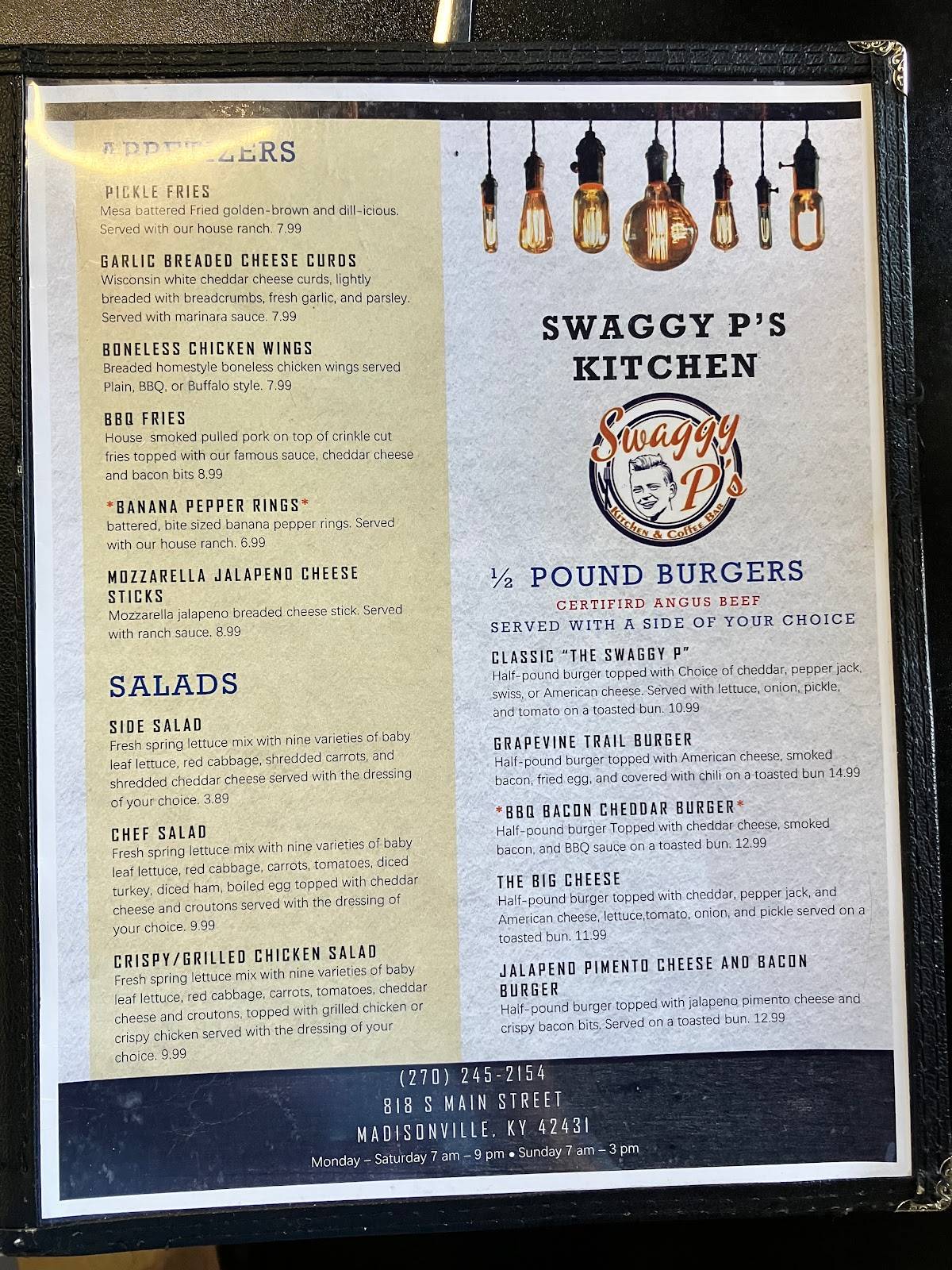 Menu at Swaggy P's Kitchen and Coffee Bar, Madisonville
