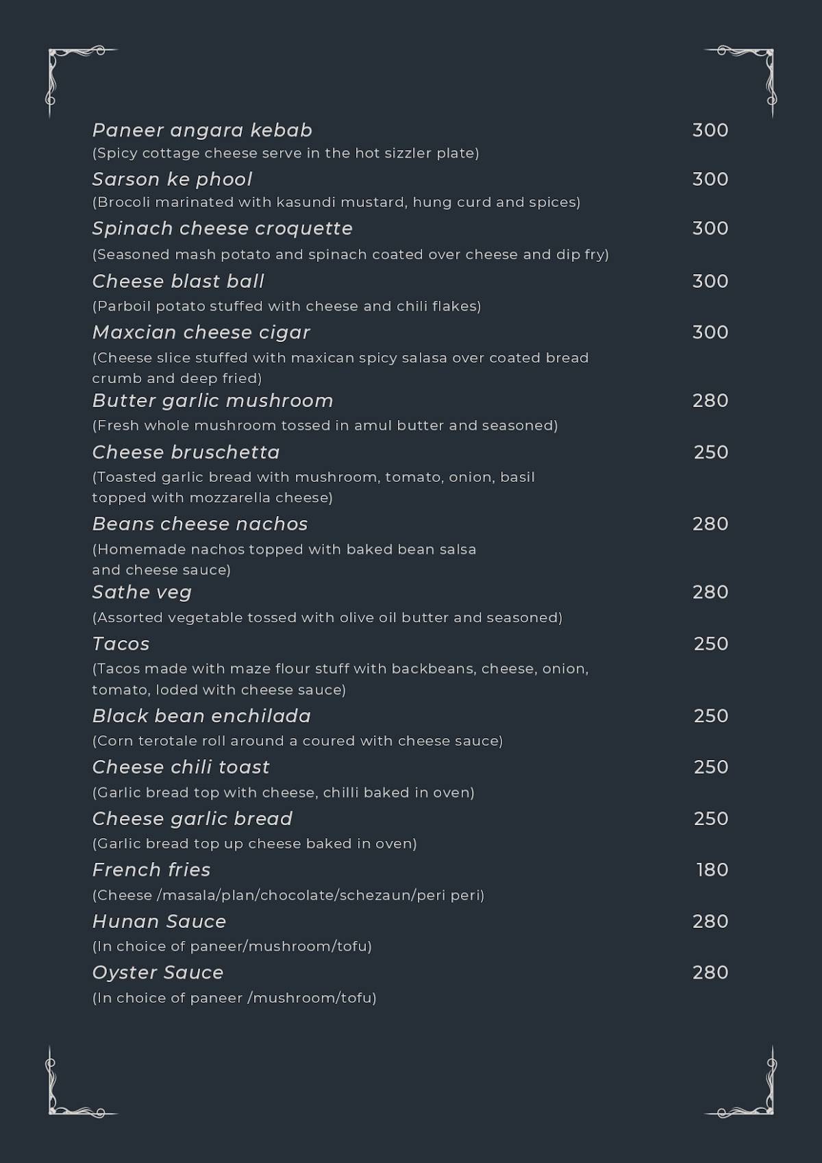 Menu at THE TEROTALE, Nashik