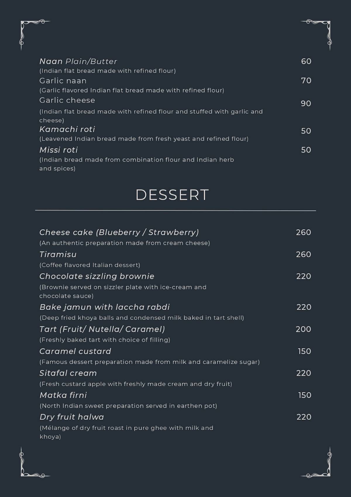 Menu at THE TEROTALE, Nashik