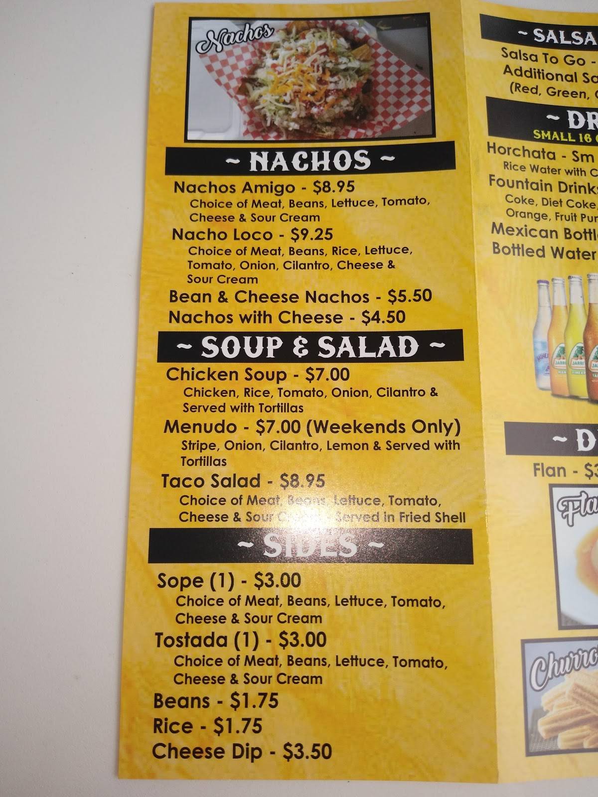 Menu at Taco Amigo restaurant, Zephyrhills, Gall Blvd