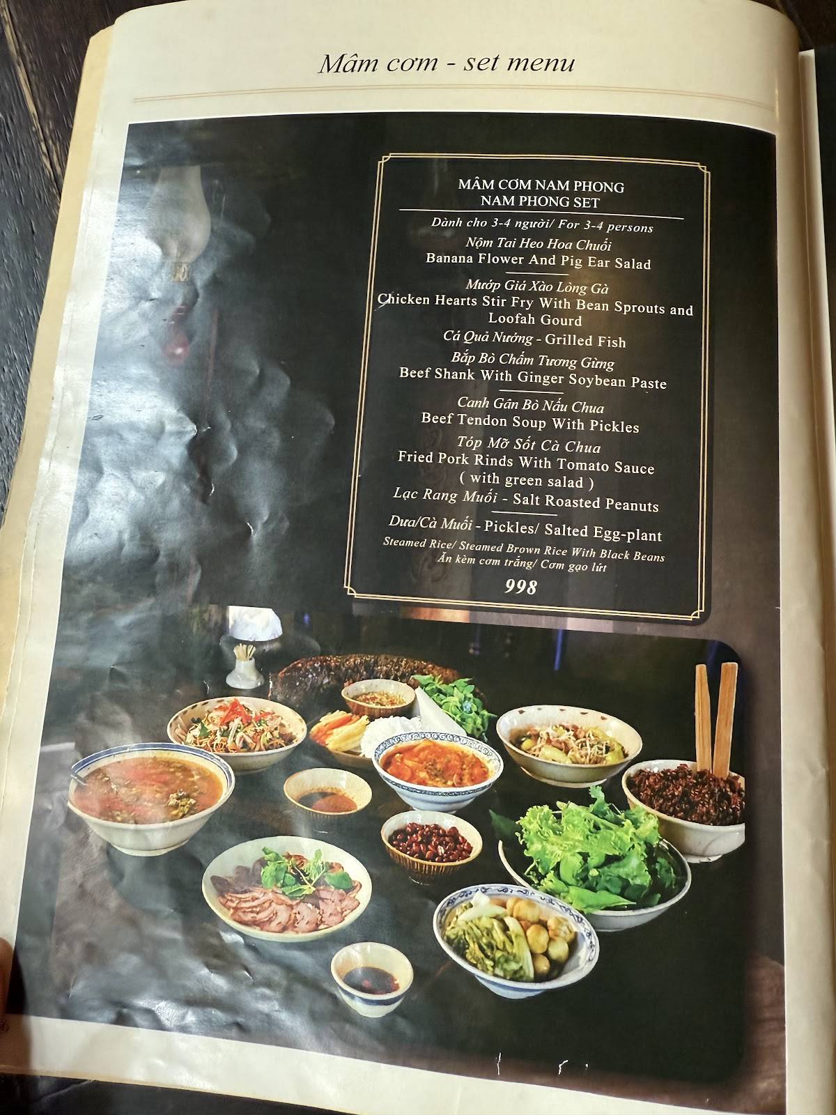 Menu at Tầm vị restaurant, Hanoi, 4b P. Yên Thế