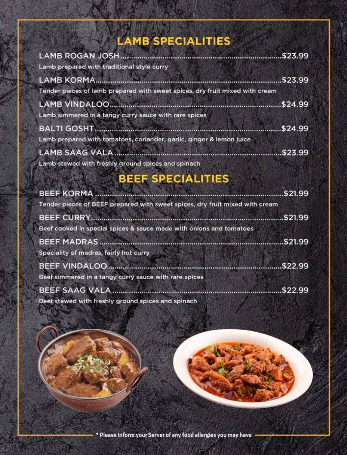 Menu at Tandoori Bites Indian Cuisine restaurant, 100 Mile House