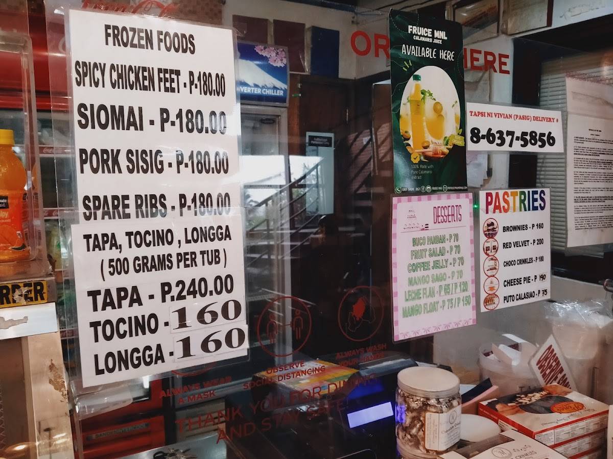 Menu at Tapsi ni Vivian at Bulaluhan restaurant, Pasig, H3CM+Q6J
