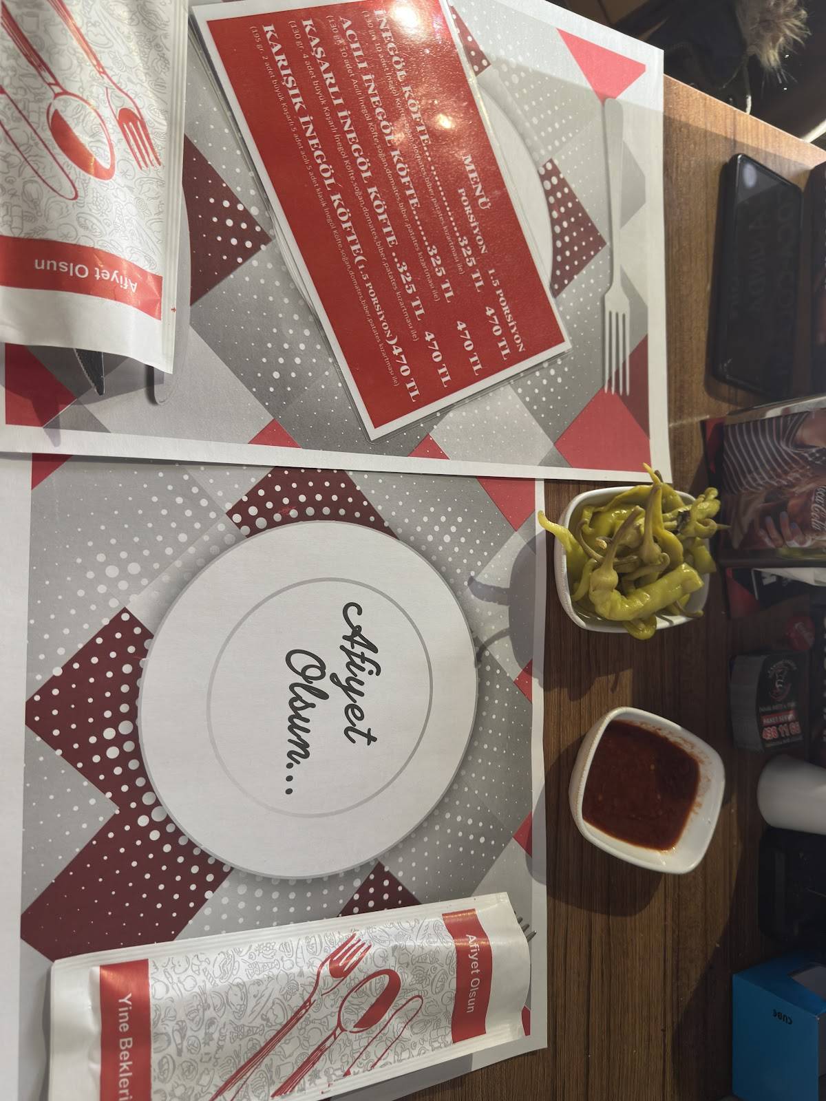 Menu au Tarihi Lezzet İnegöl Köfte ve Piyaz restaurant, Ankara