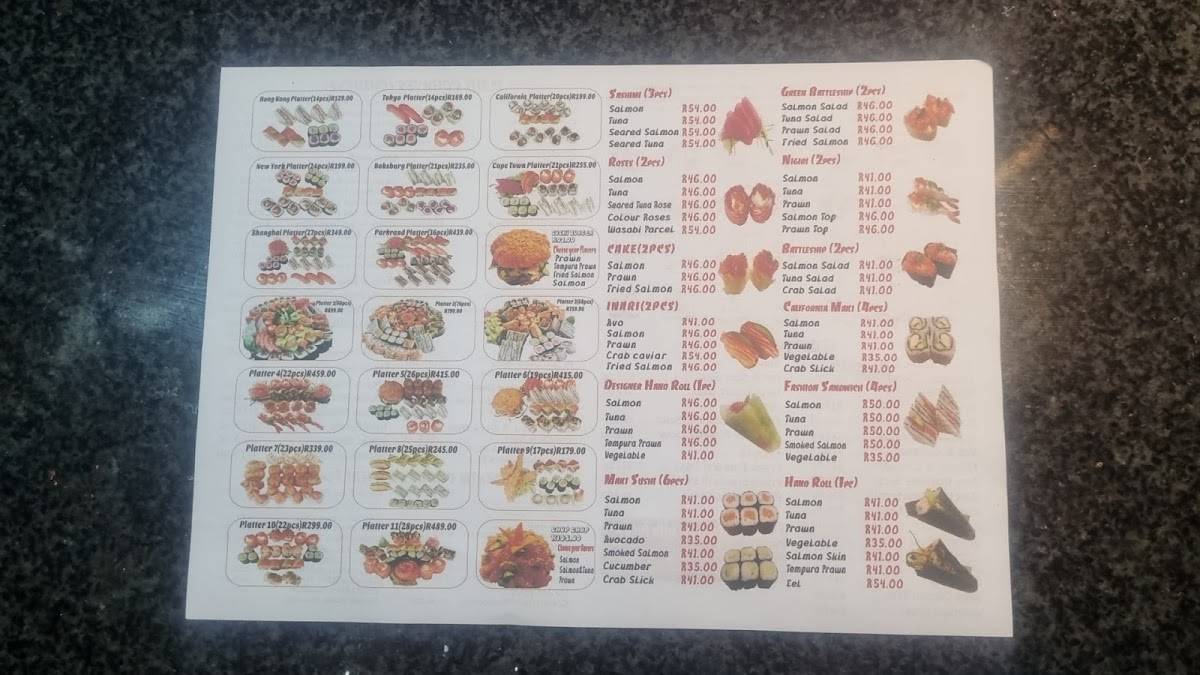 Menu at Tataki restaurant, Pretoria, ZA Pretoria Moreleta Square ...