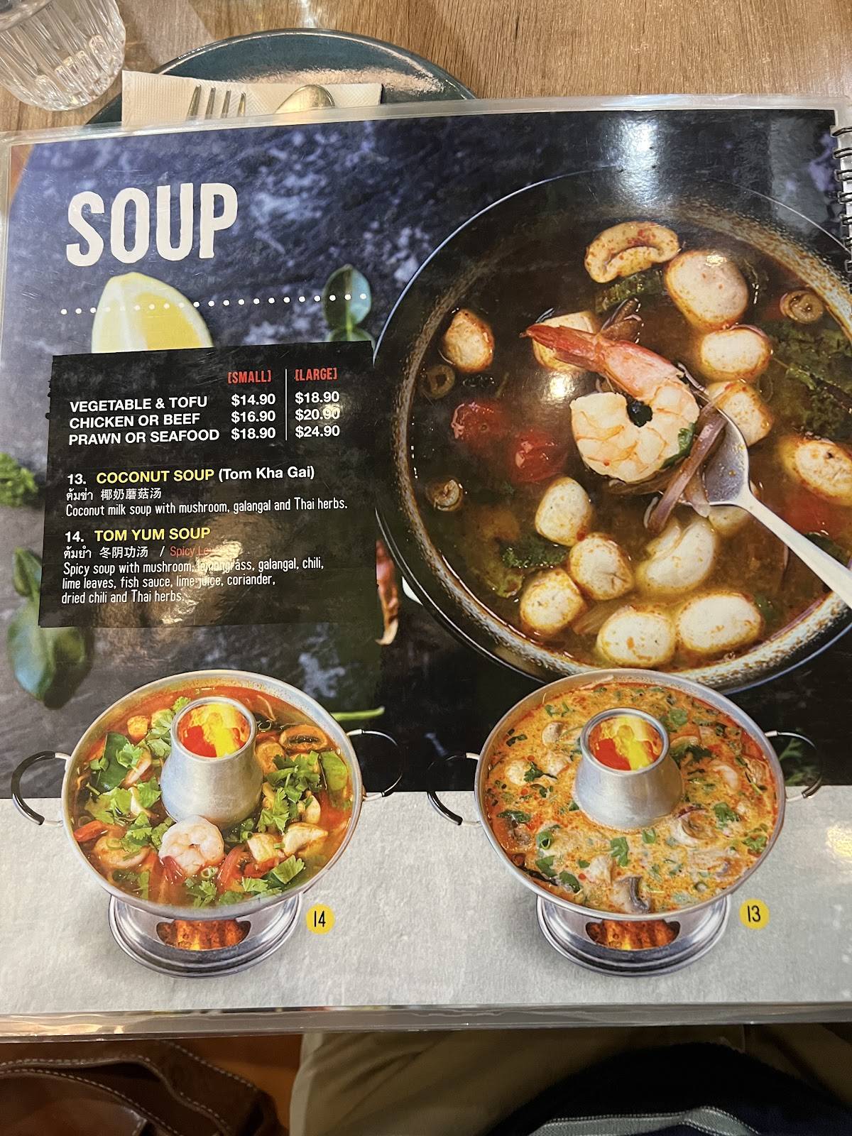 Menu at Thaithae Mascot restaurant, Mascot