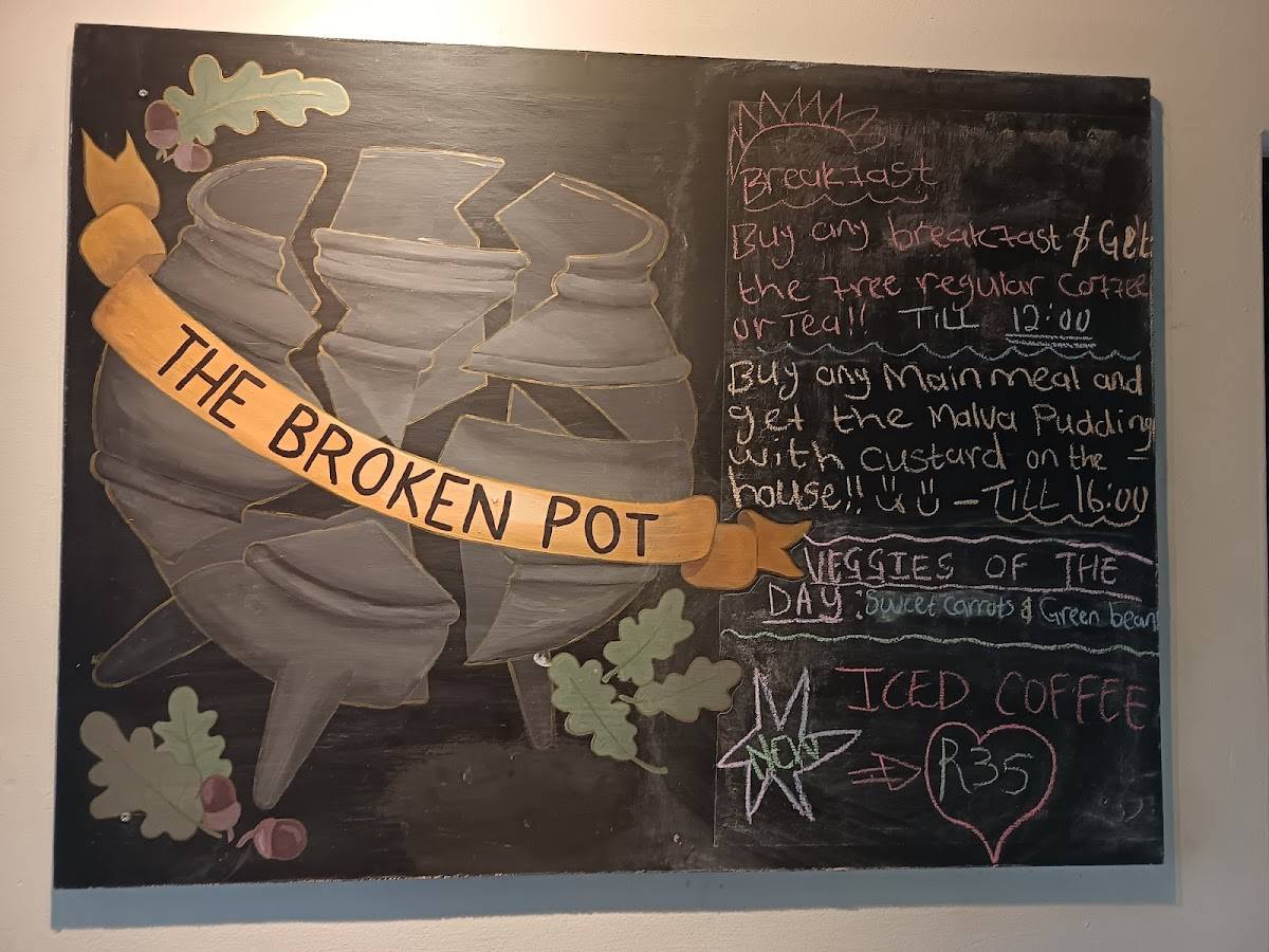 Menu at The Broken Pot restaurant, Potchefstroom