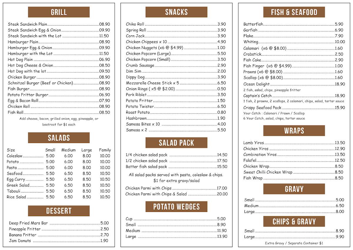 Menu at The Chicken Joint restaurant, Modbury Heights