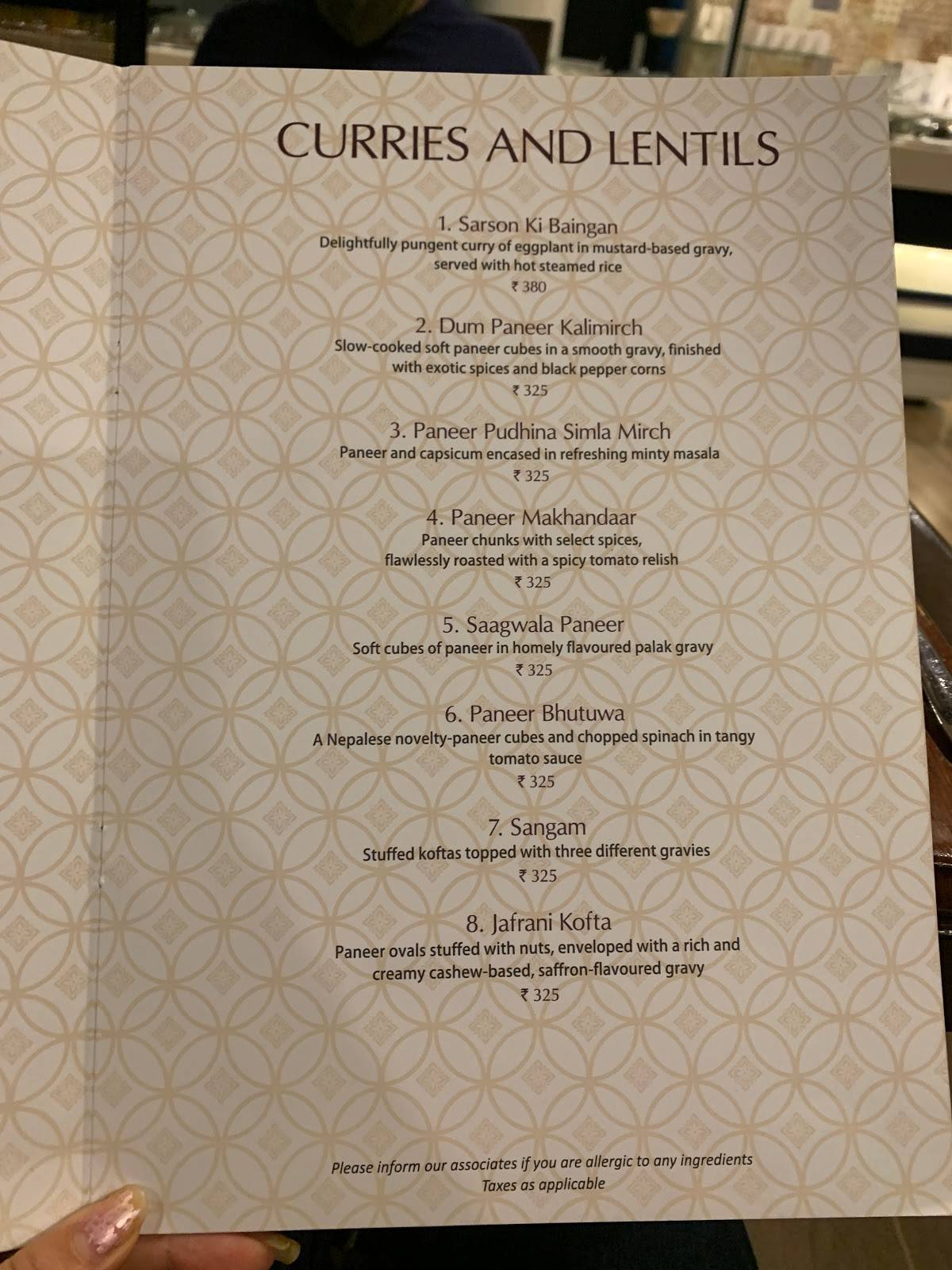 Menu at The Higher Taste Restaurant, Bengaluru, Inside ISKCON