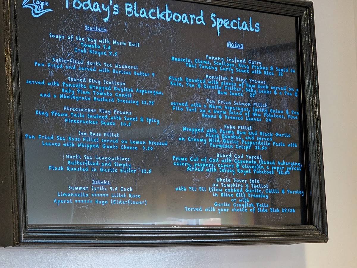 Menu at The Magpie Café restaurant, Whitby