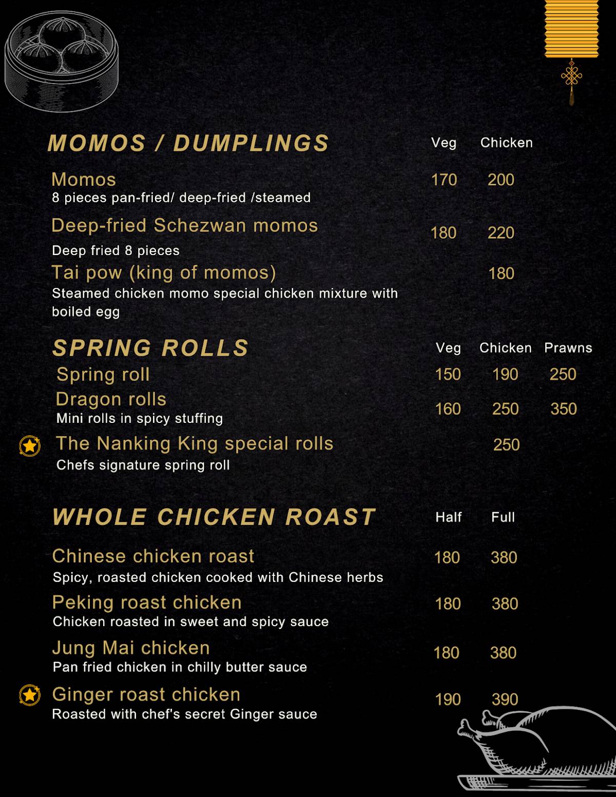 Menu at The Nanking, Mysuru