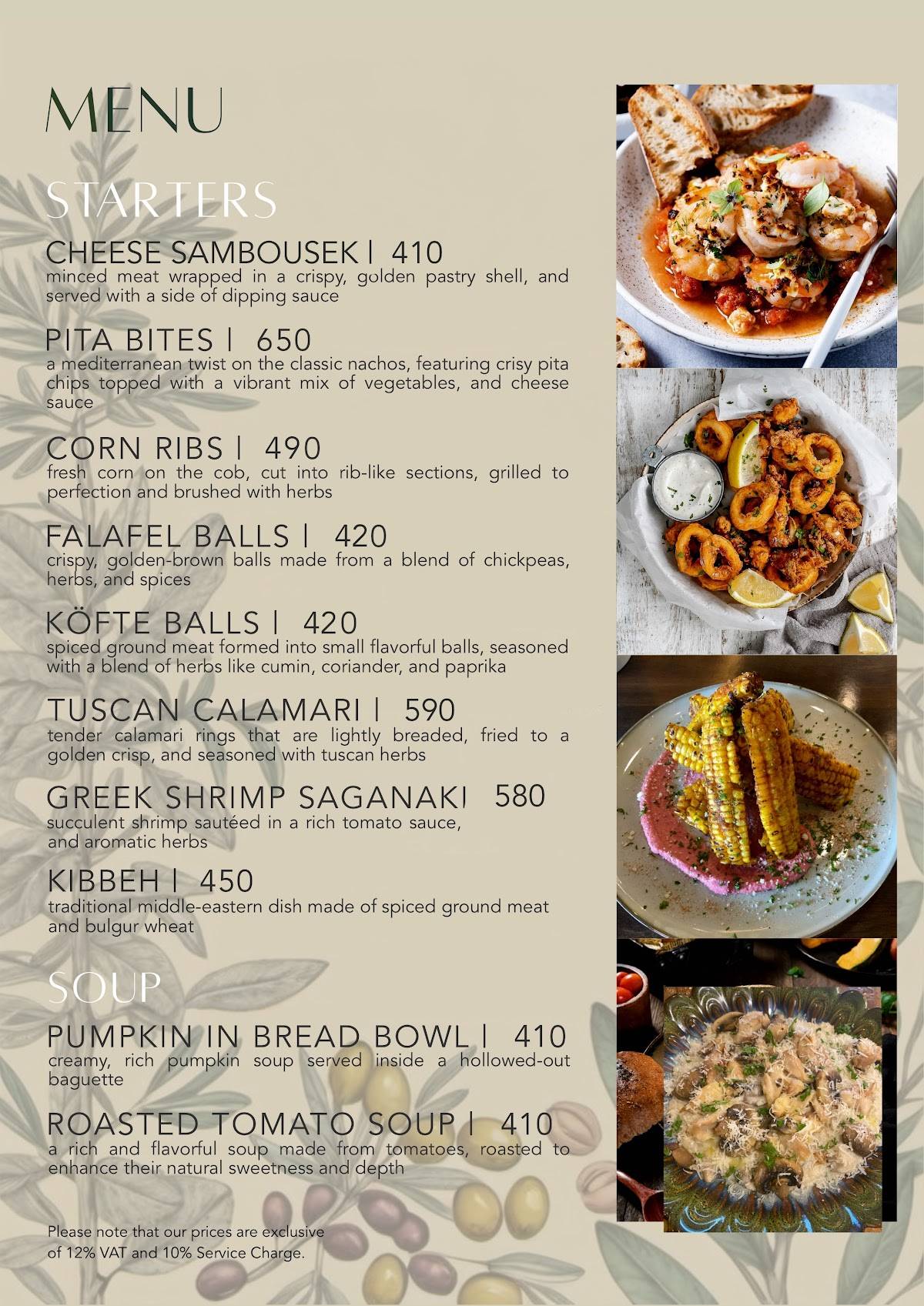 Menu at The Olive Tree Molito restaurant, Muntinlupa