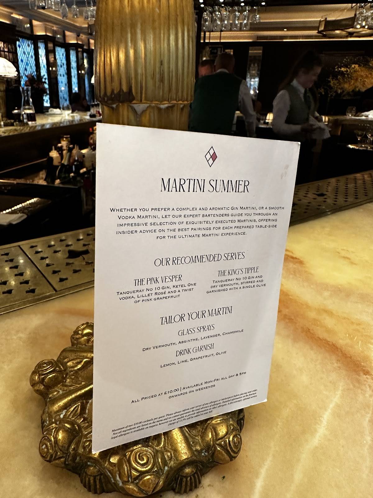 Menu at The Original Ivy, West End restaurant, London, 1-5 West St