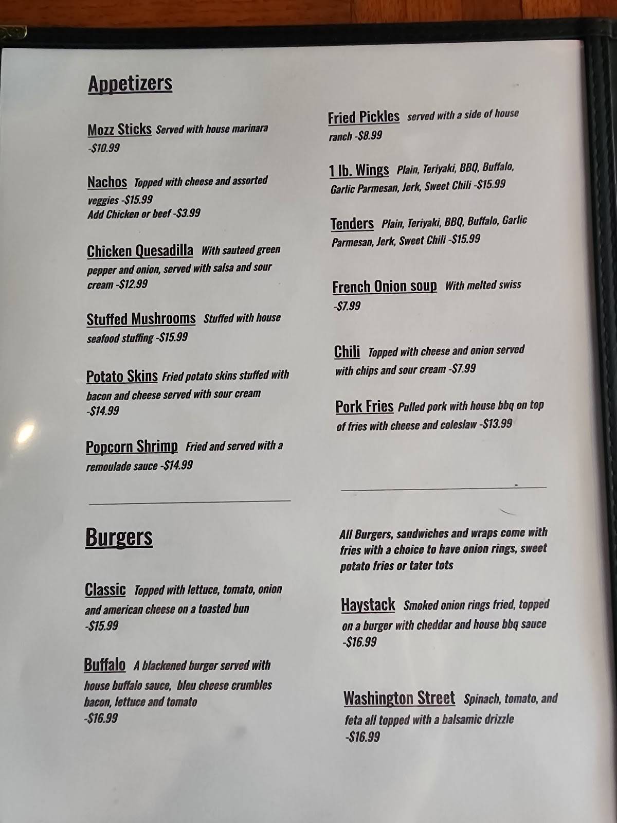 Menu at The Peppermill Restaurant, Limerick, 171 Washington St