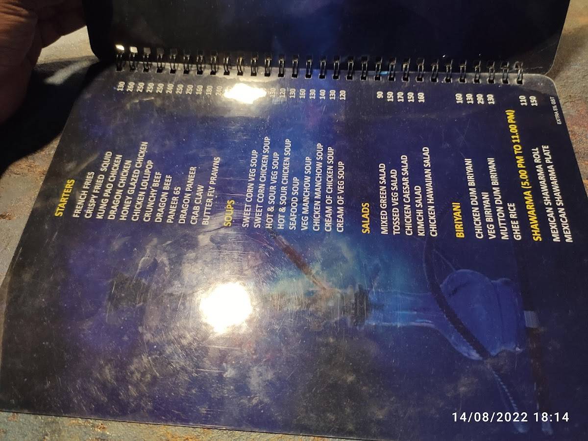 Menu at The Persian Table, Vadayampady