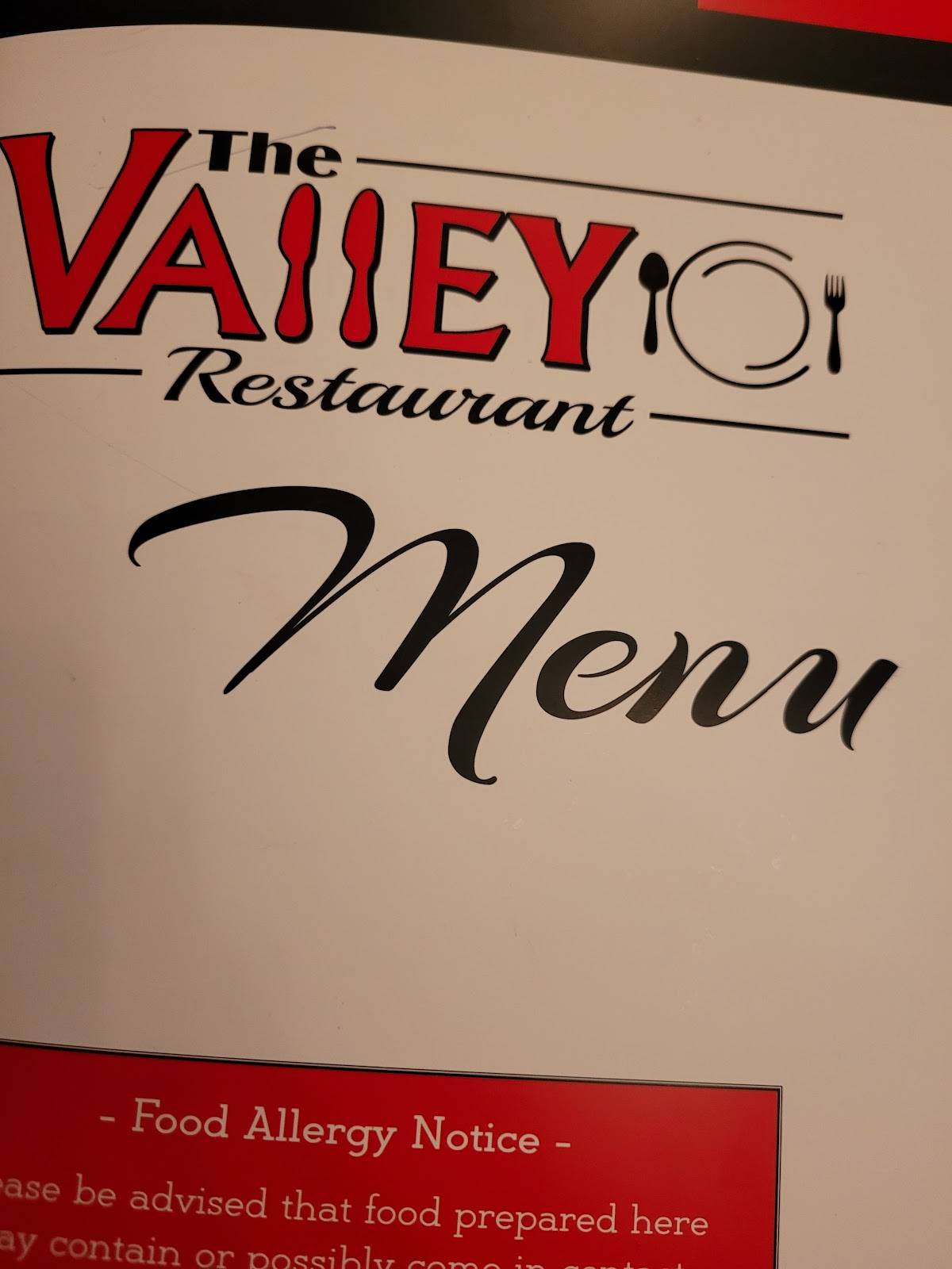 Menu at The Valley Restaurant, Grand Falls-Windsor