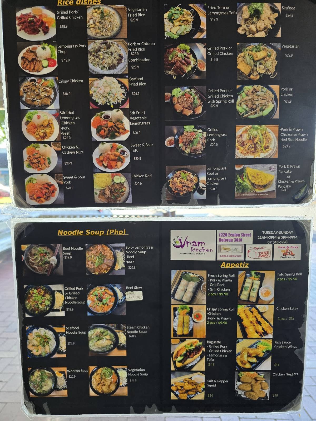 Menu at The Vnam Kitchen - Vietnamese cuisine restaurant, Rotorua