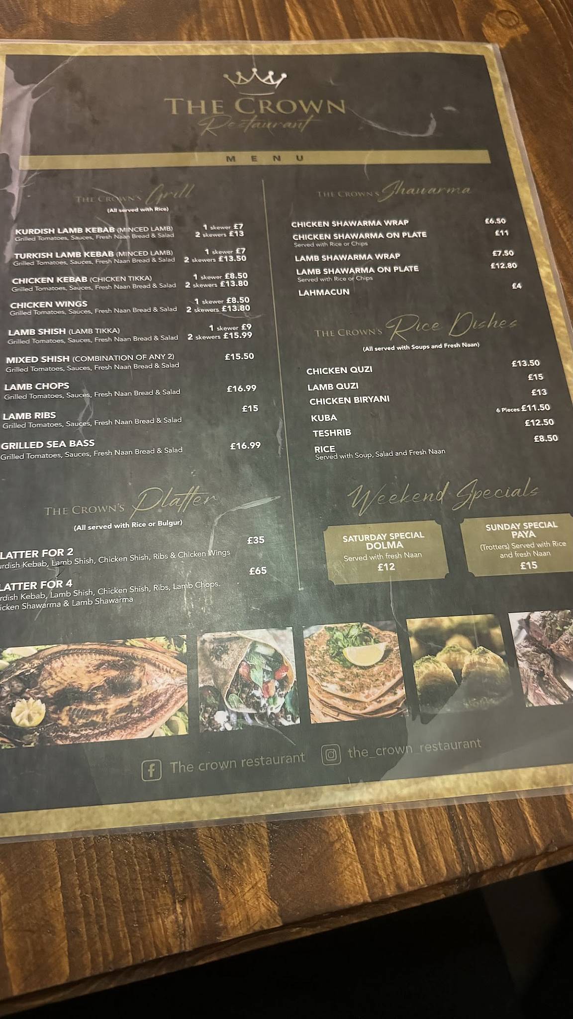 Menu at The Crown Restaurant, Warrington