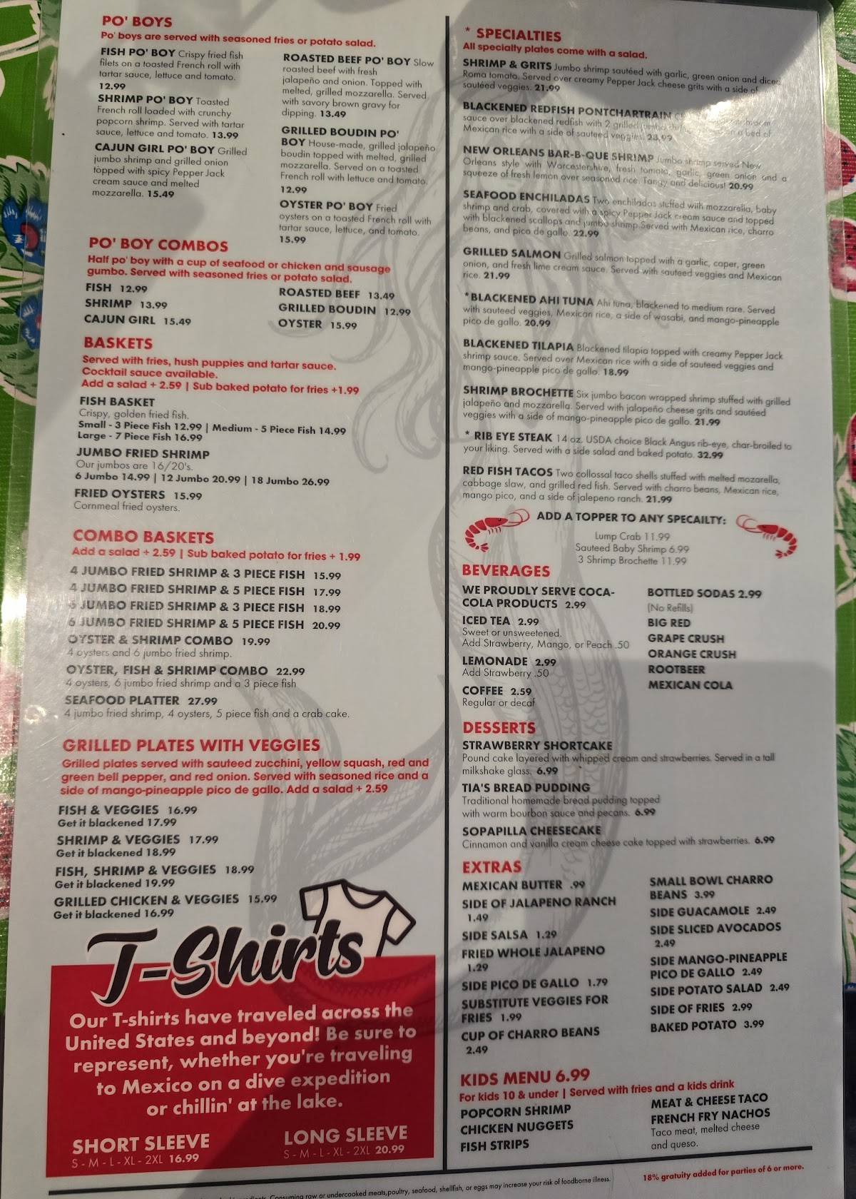Menu at Tia Juanita's Fish Camp - Longview restaurant, Longview