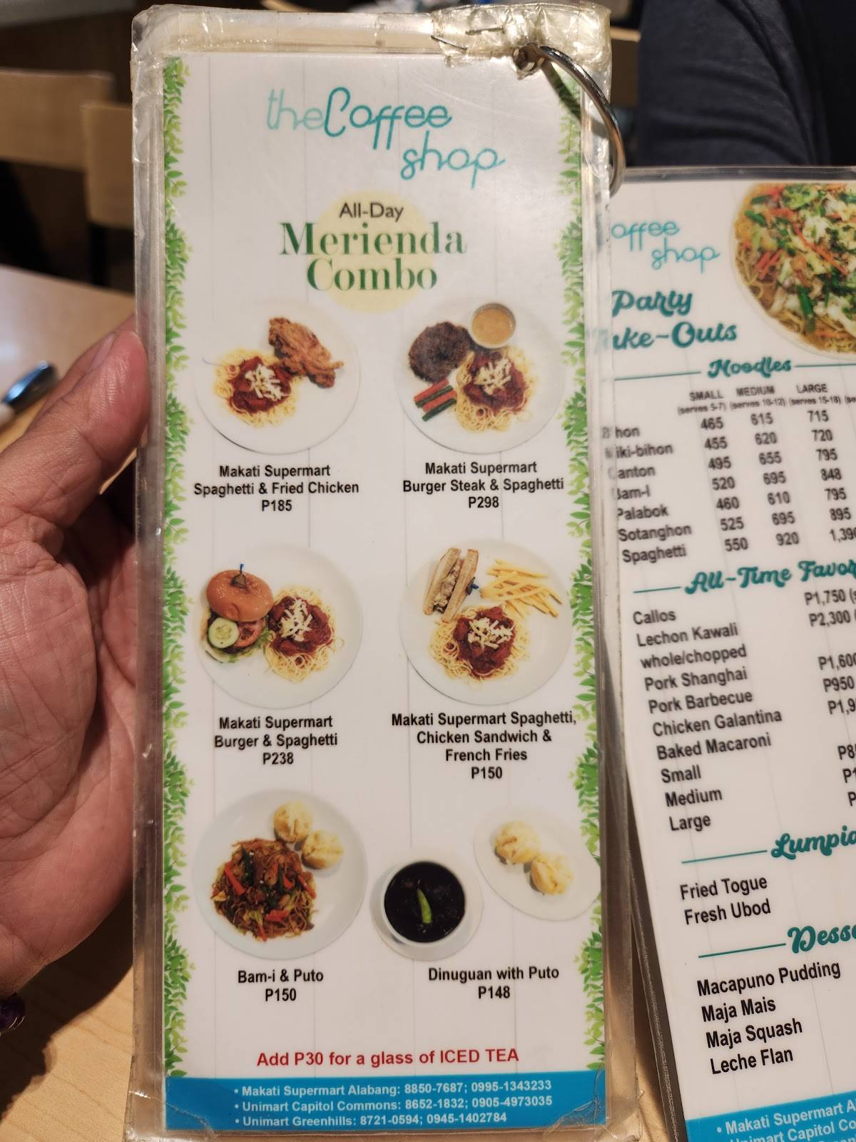 Carta del restaurante Unimart Coffee Shop, San Juan