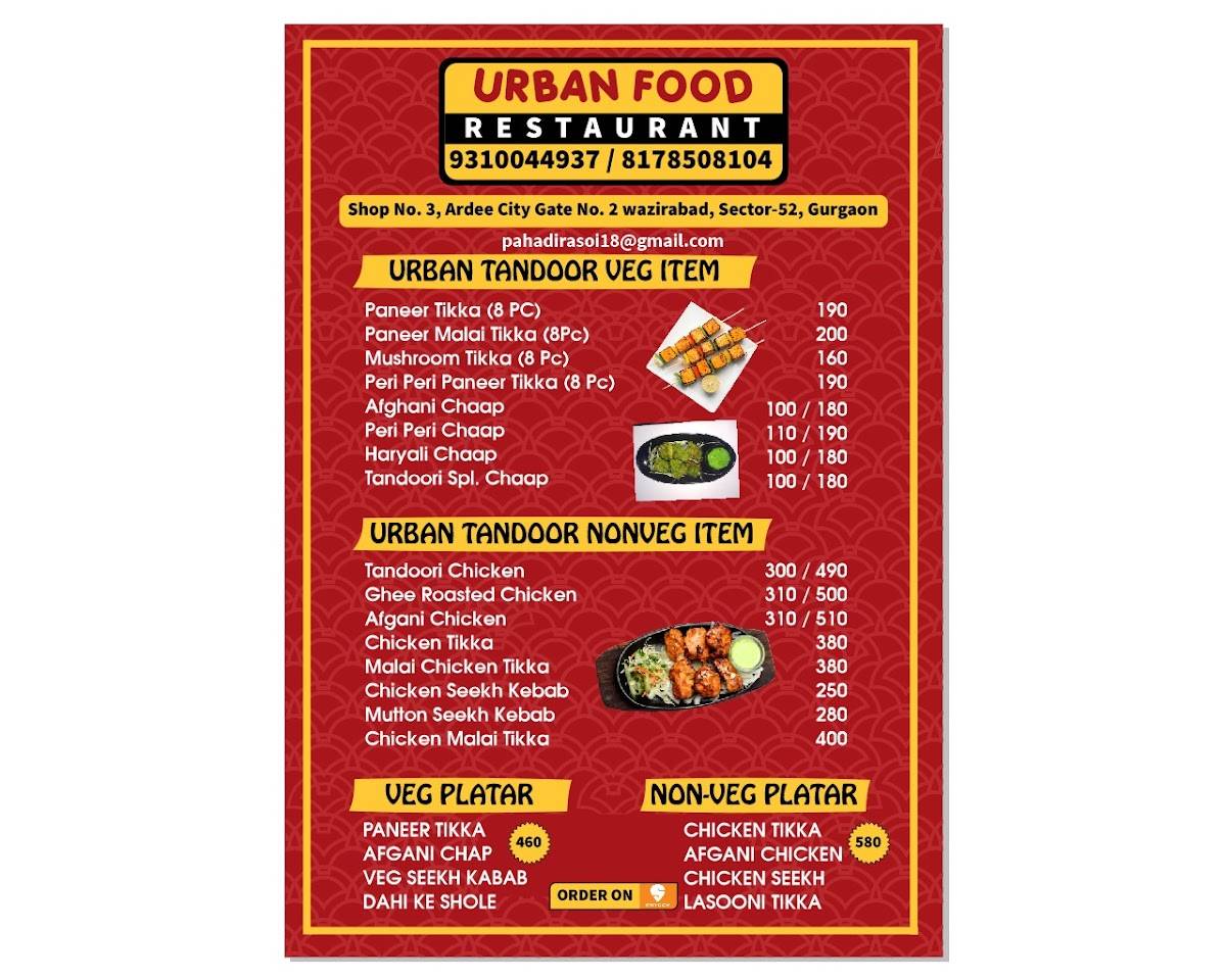Menu at Urban Foods, Gurugram, Shop no 3