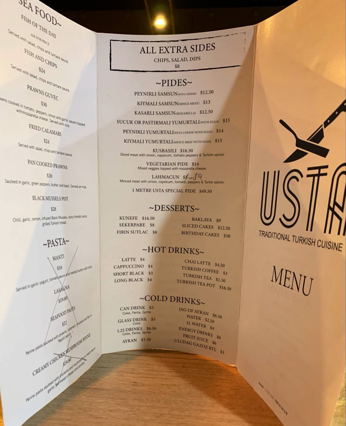 Menu at Usta Restaurant, Greenvale