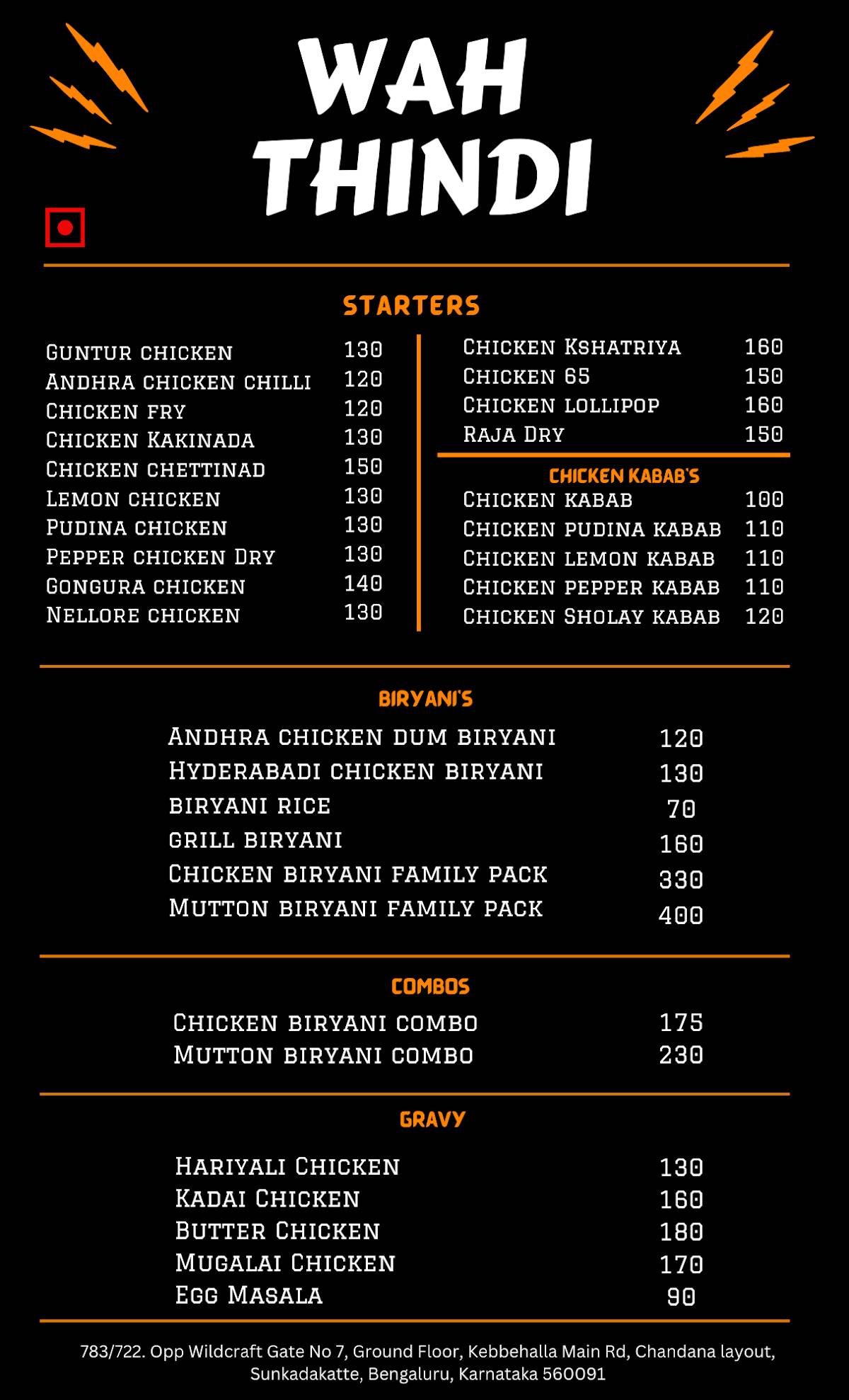Menu at Wah! Biryani, Bengaluru, 783/722. Opp Wildcraft Gate No 7