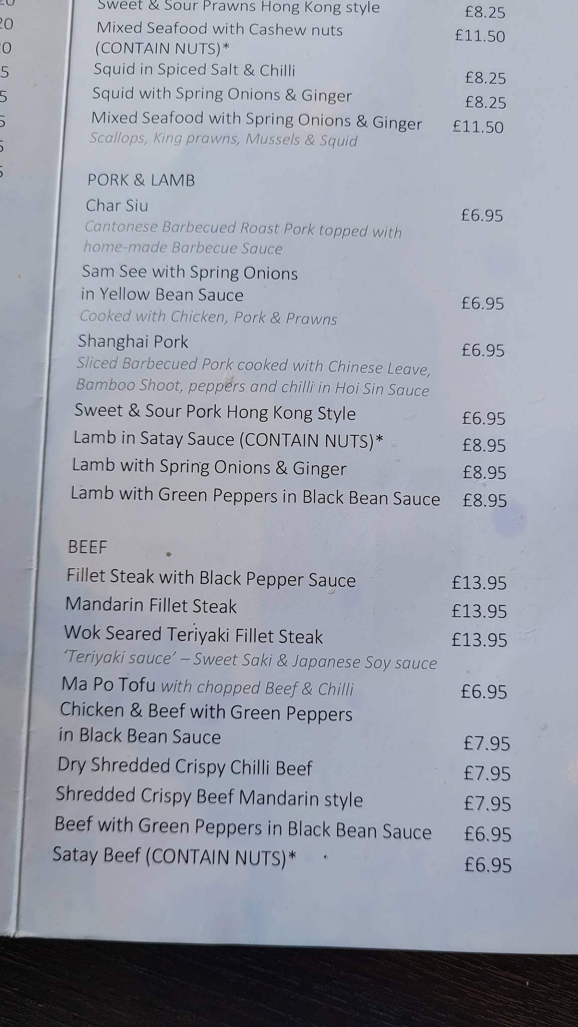 Menu at White Swan restaurant, Woodford, Retail Locations