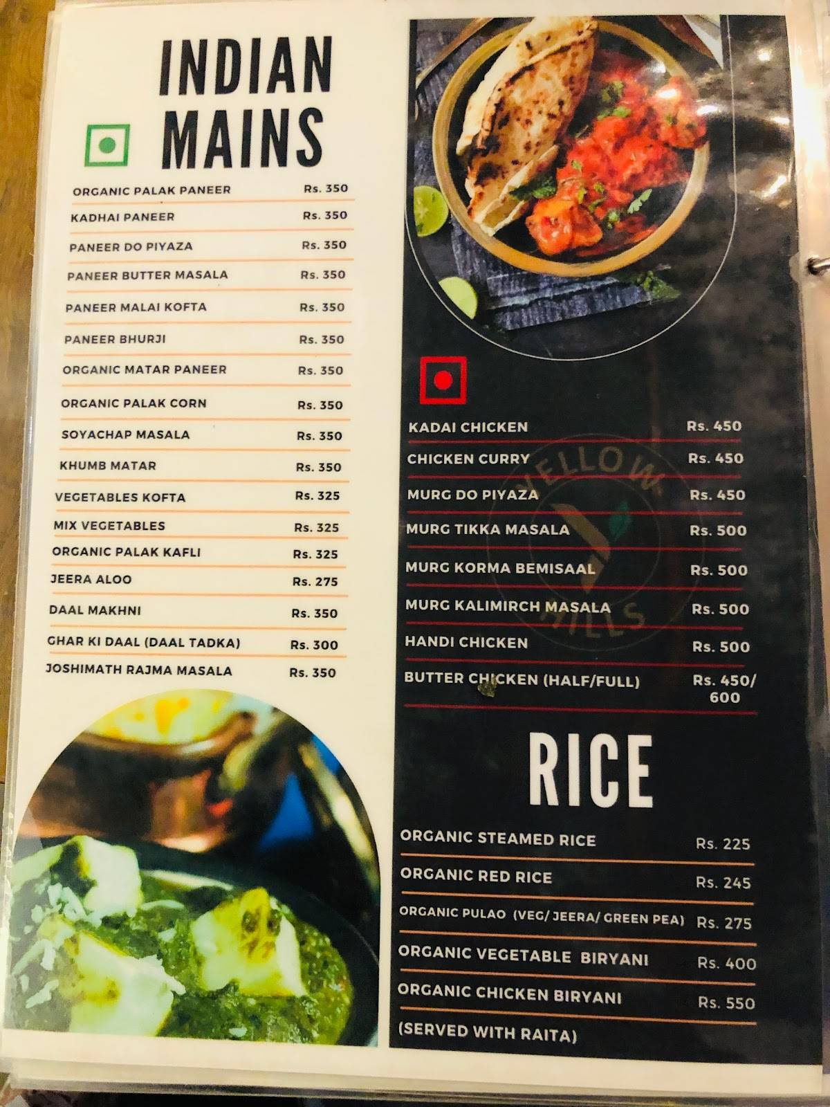 Menu at Yellow Hills cafe And Restaurant, Dehradun
