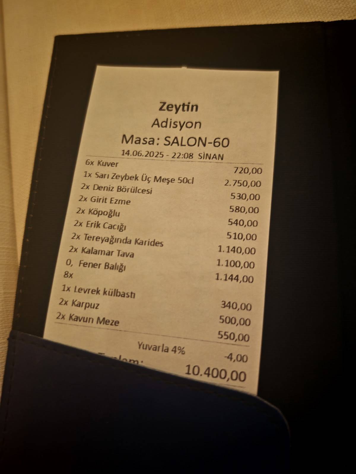 Menu at ZEYTİN TUZLA (BALIK RESTORANI), Darıca