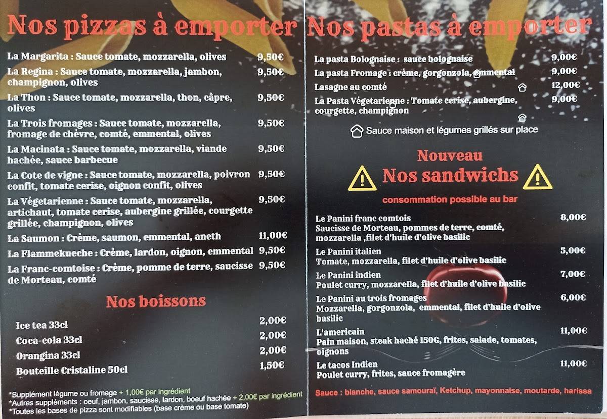 Menu au Restaurant la côte de la vigne, France