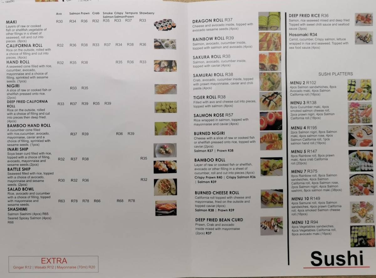 Menu at si yummy restaurant, Boksburg