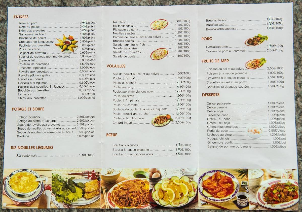 Menu au Restaurant traiteur asiatique Chez Wang, Sully-sur-Loire