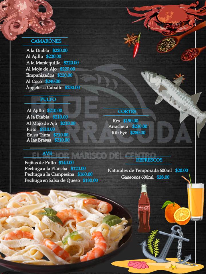 Carta de Restaurante Blue Barracuda, Campeche