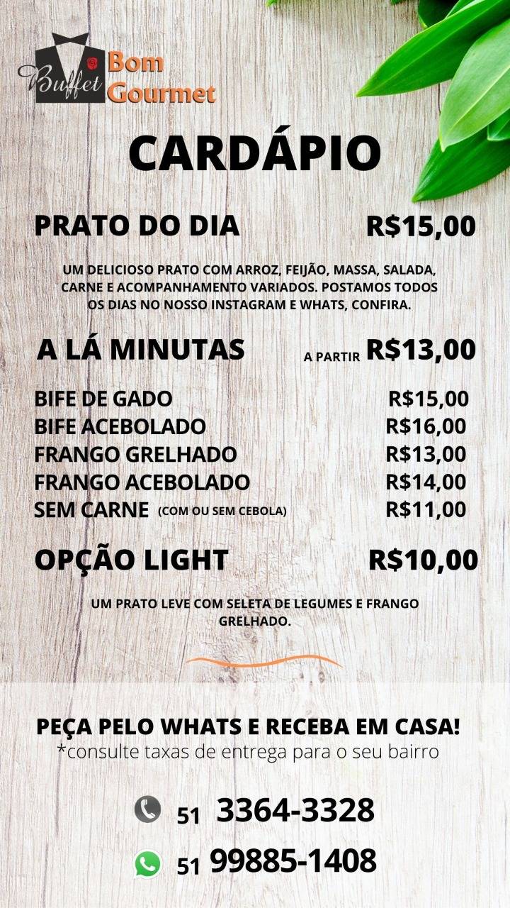 Menu em Bom Gourmet - Espaço de eventos Infantis e Sociais, Porto Alegre