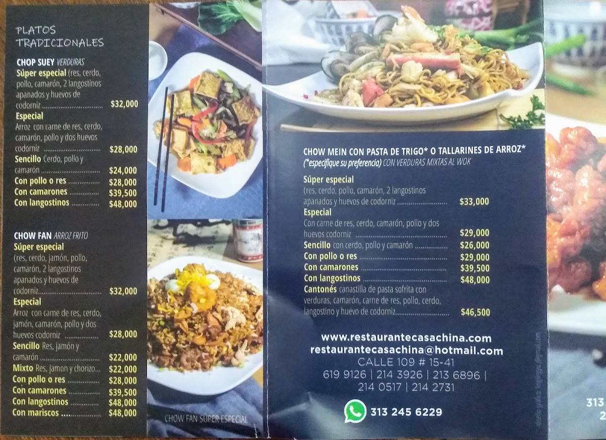 Carta de Restaurante Casa China, Bogotá, Cl. 109 #15-41