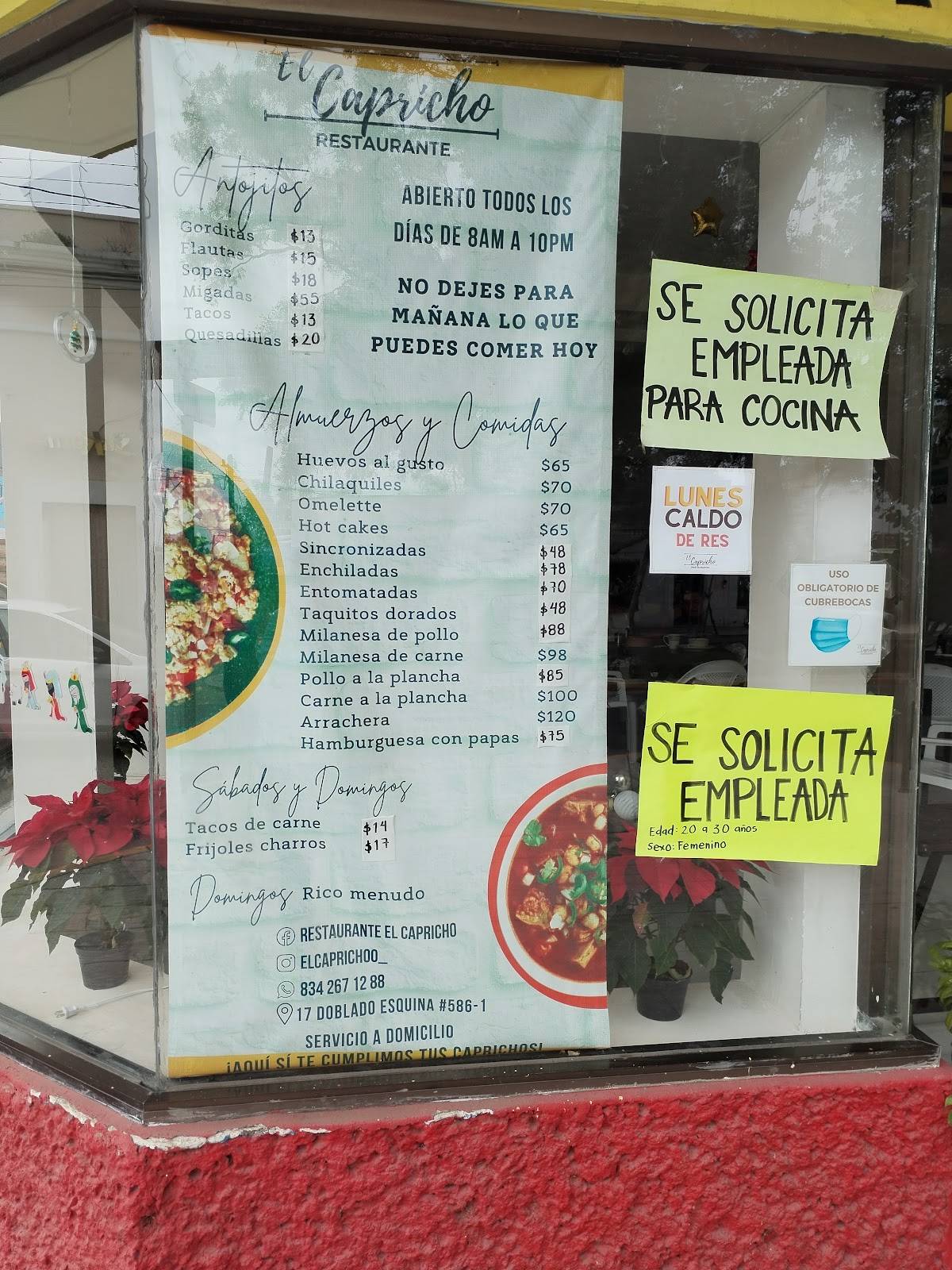 Menu at Restaurante El Capricho, Ciudad Victoria