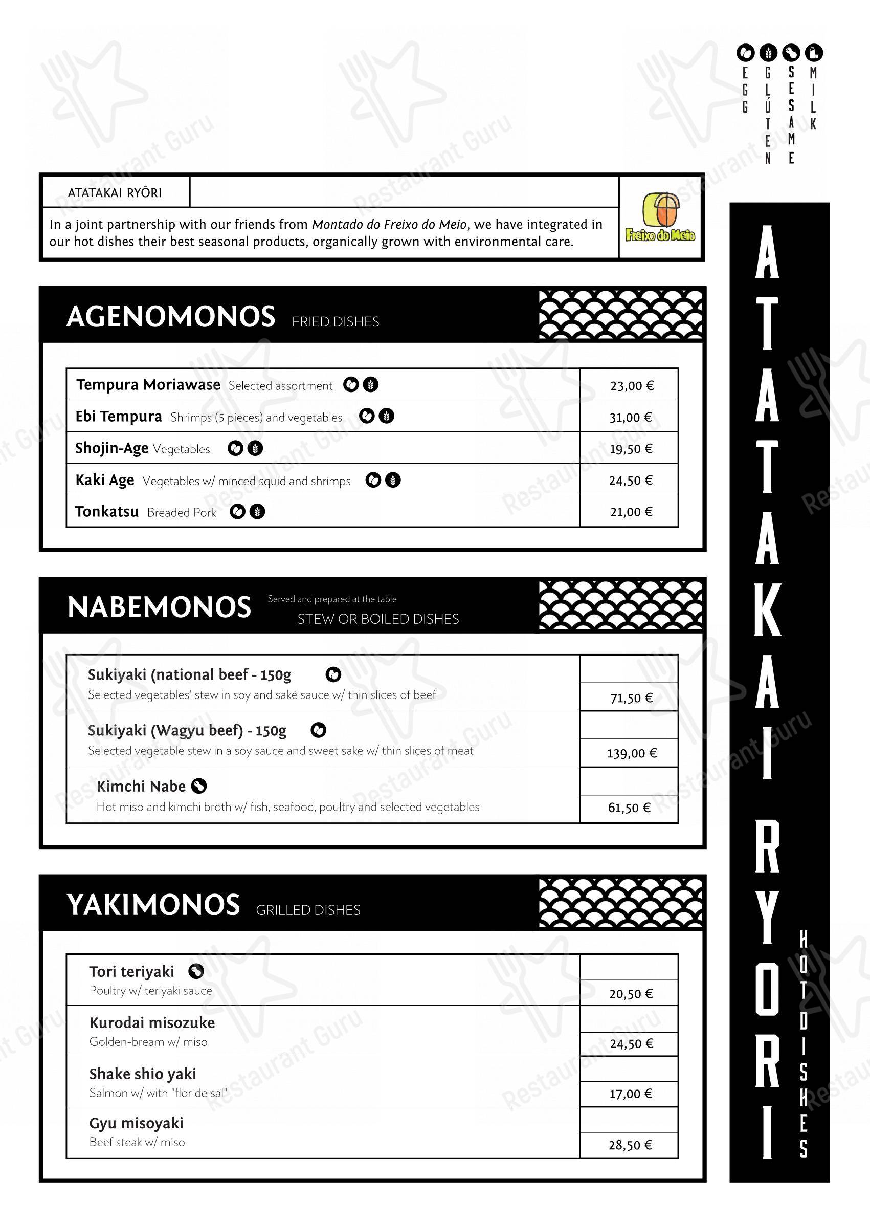 Menu at Restaurante Go Juu, Lisbon