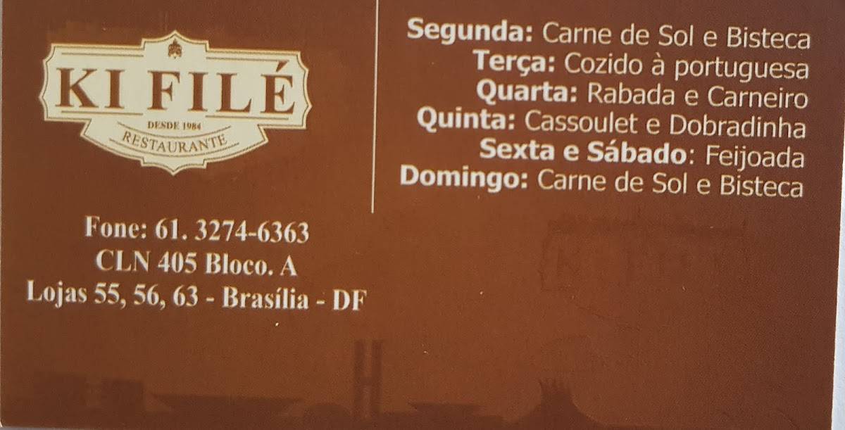 Menu em Restaurante Ki-Filé Cavalcante, Brasília