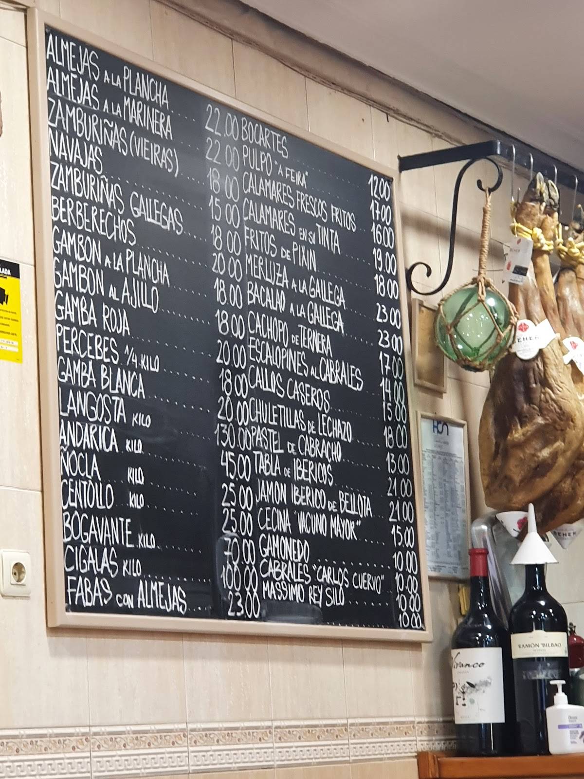 Carta de Restaurante La Botella, Aviles