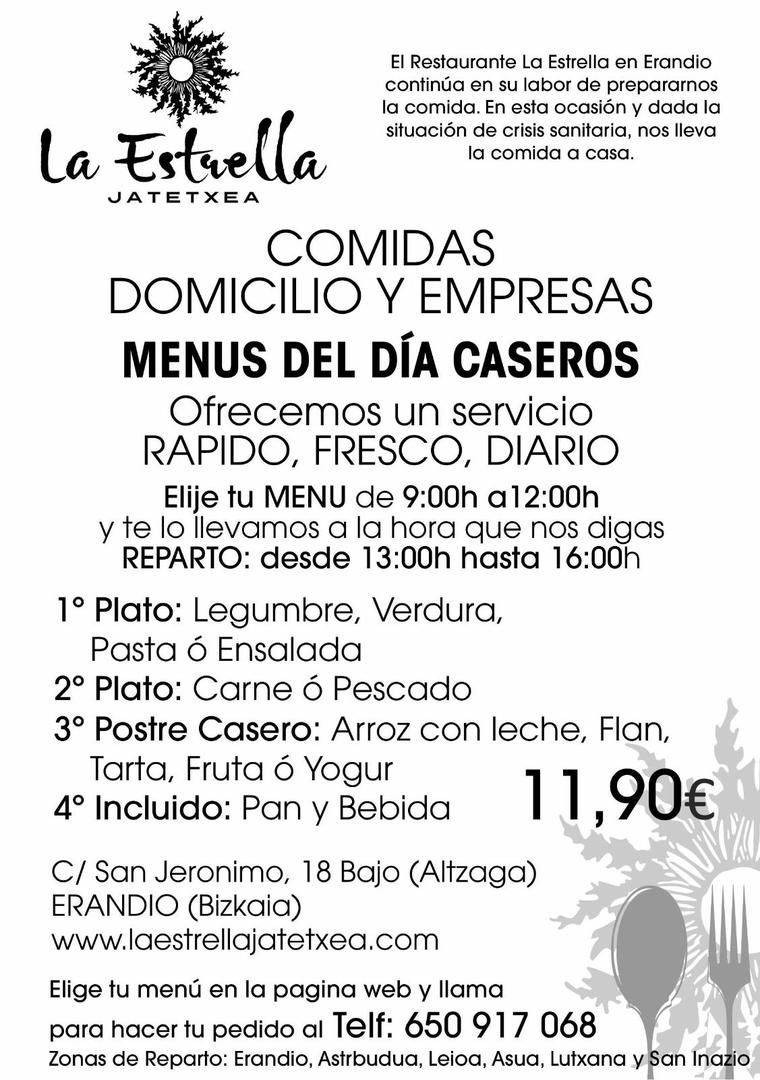 Carta de Restaurante La Estrella Jatetxea, Altzaga