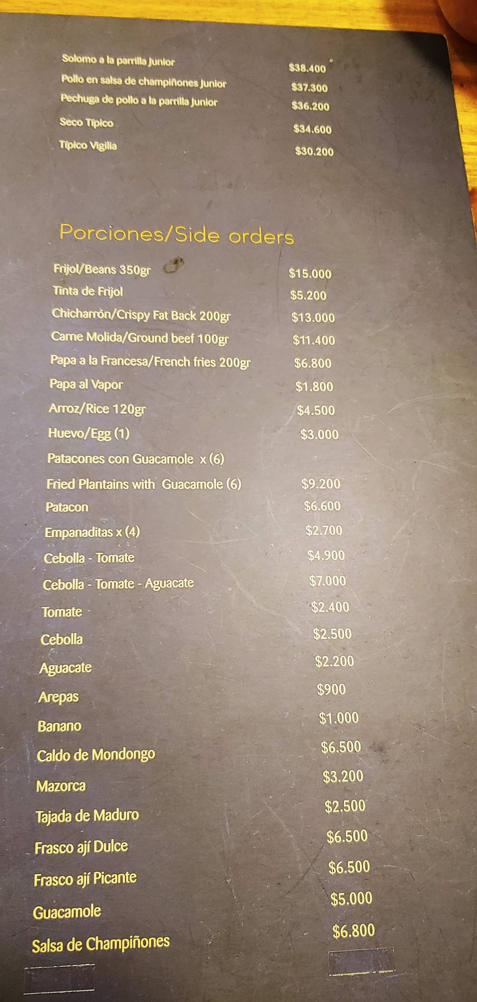 Carta de Restaurante Mondongo's Poblado, Medellín, Cll 10 #38-38